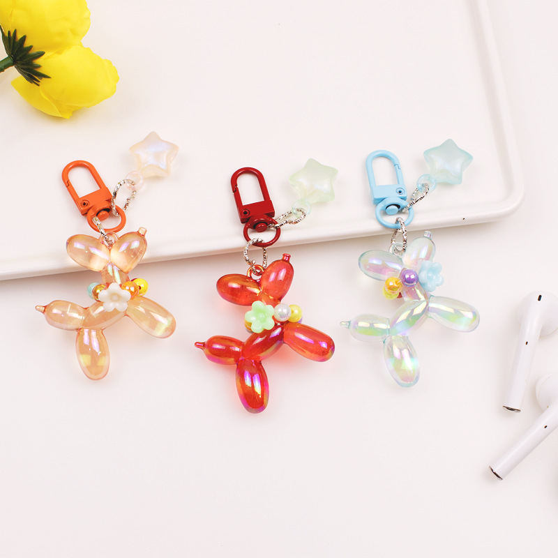 Color plated Balloon Dog Keychain Girls Cute Cartoon Poodle - Temu Ireland