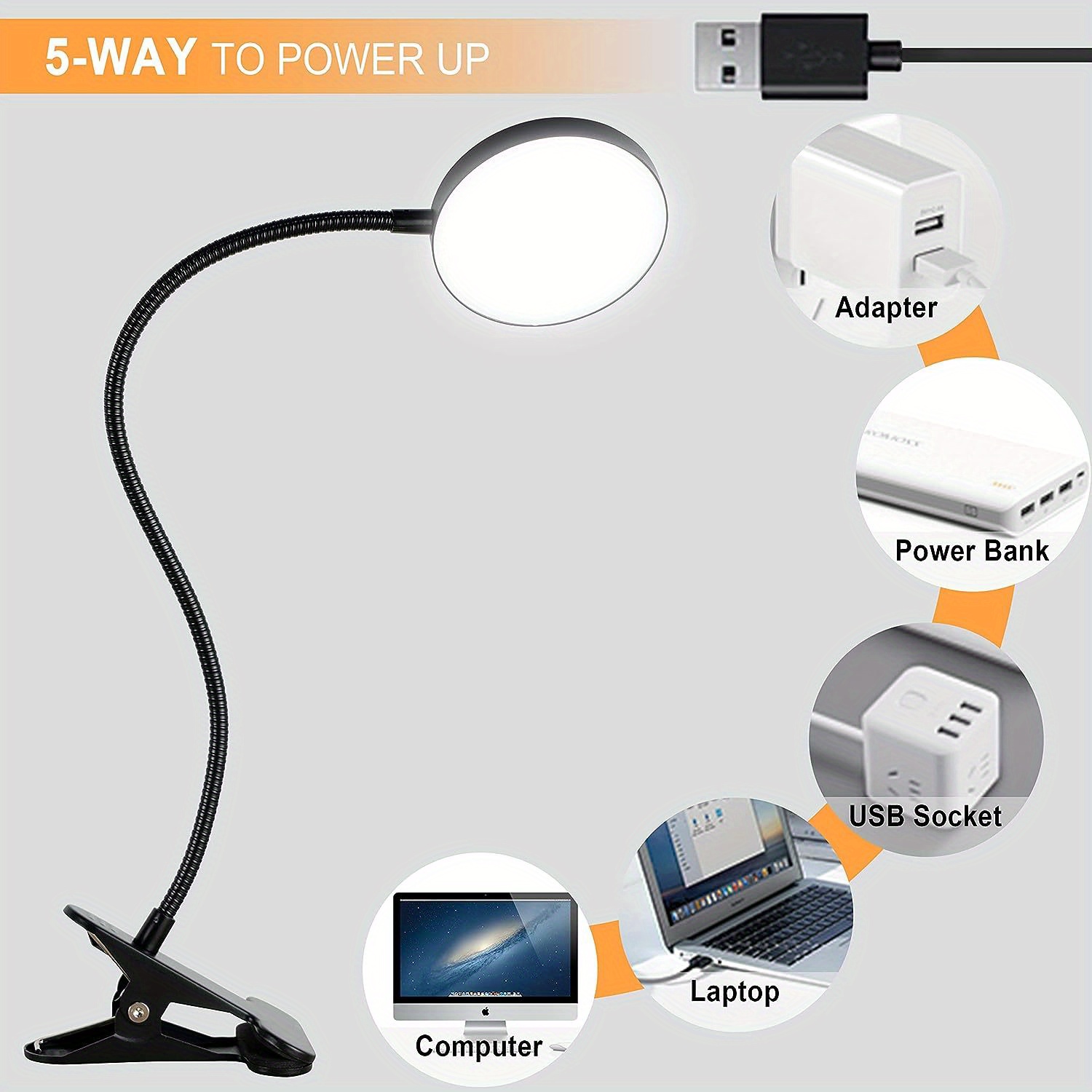 desk lamp usb rechargeable table lamp clip bed reading book - Temu ...