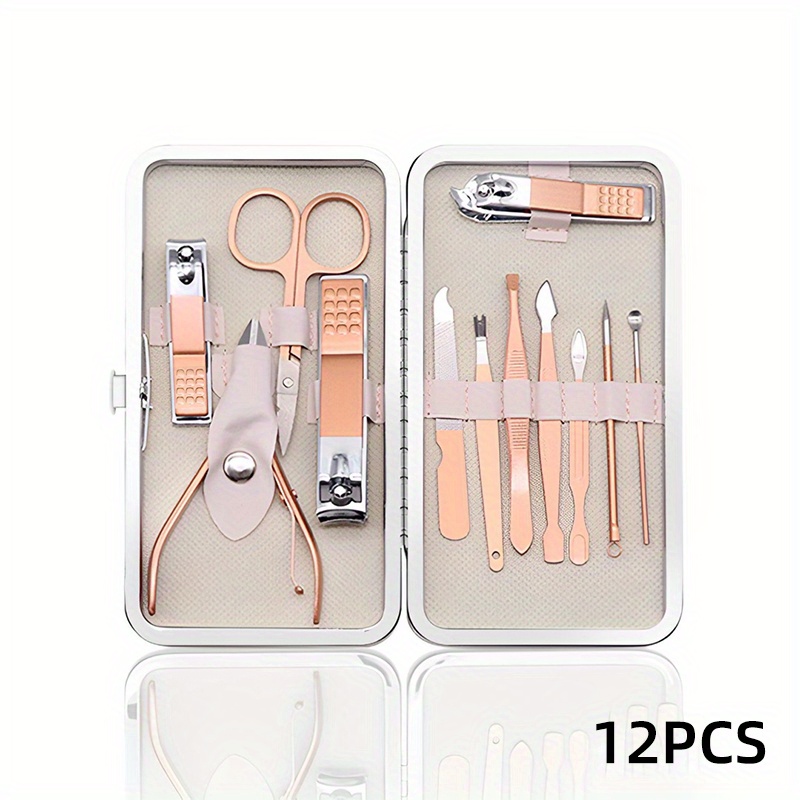 Rose Golden Stainless Steel Nail Clipper Set Grooming Tool Set With ...