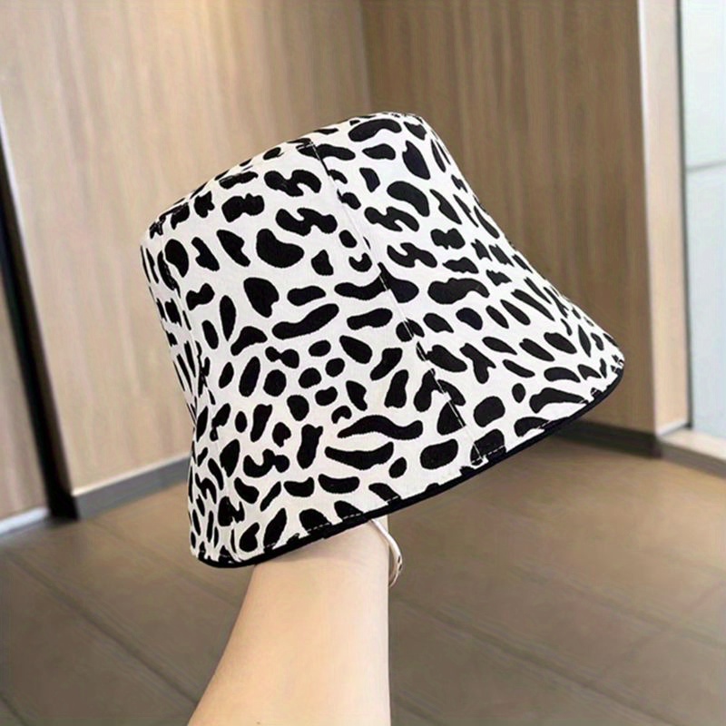 womens leopard hat letter patched double sided wear reversible hat for ...