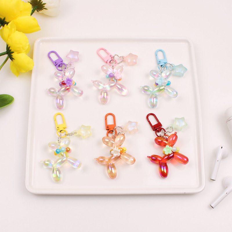 Color plated Balloon Dog Keychain Girls Cute Cartoon Poodle - Temu ...