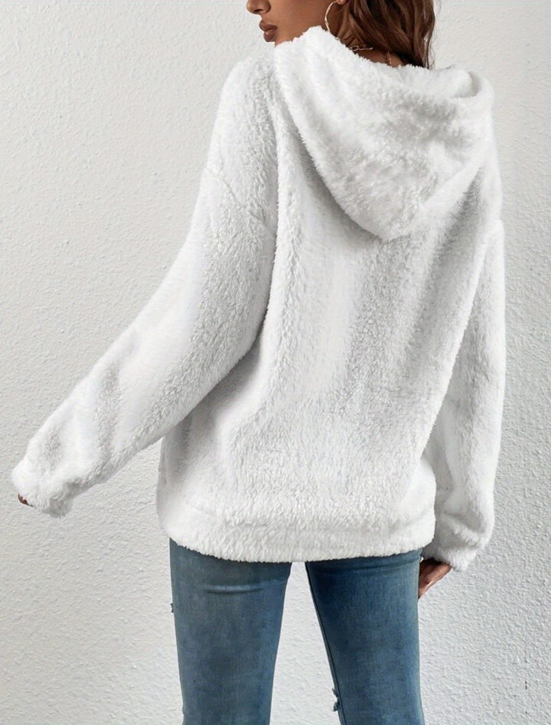 Kangaroo Pocket Plush Hoodie Casual Long Sleeve Drawstring - Temu Netherlands