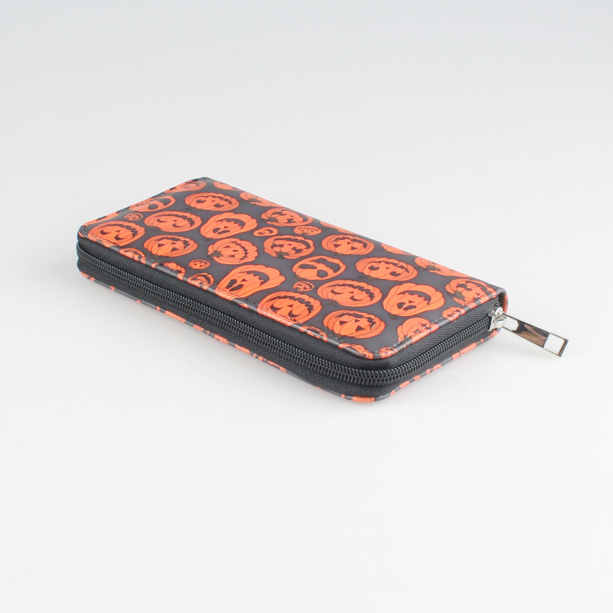 Halloween Pumpkin Print Long Wallet Zipper Around Credit - Temu Australia