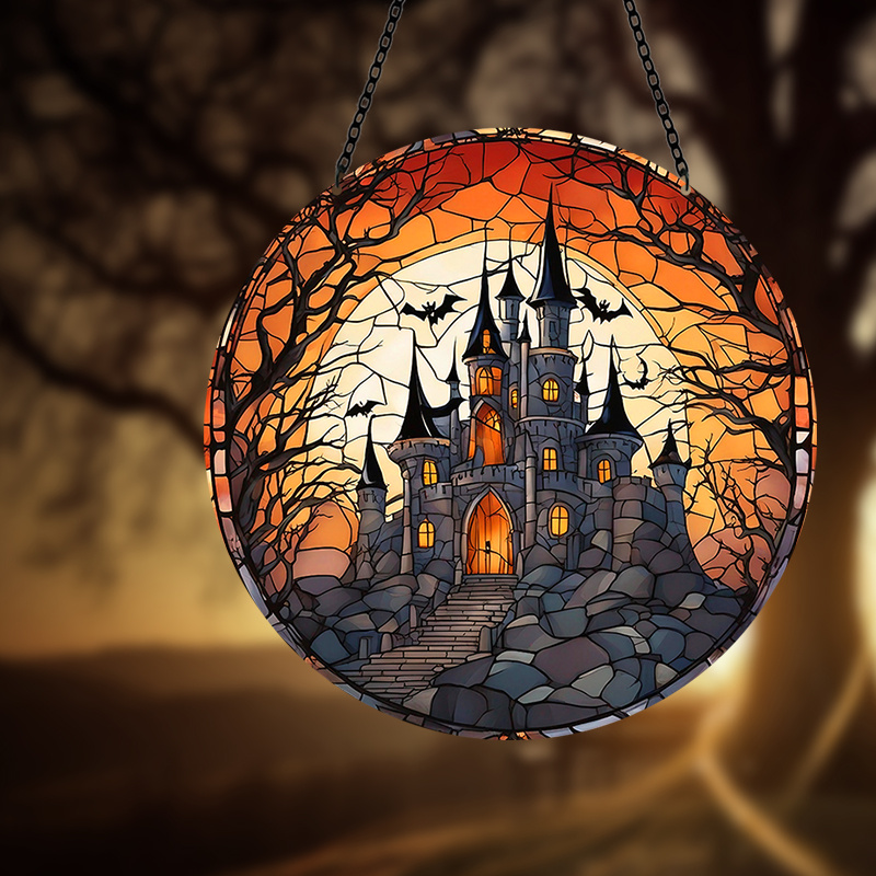 Halloween Moon Castle Decoration Castle Window Hanging - Temu Australia