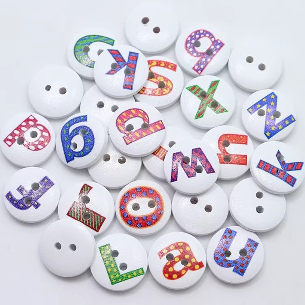 100pcs Wooden Buttons Letter Buttons Decorative Buttons Wooden Buttons ...