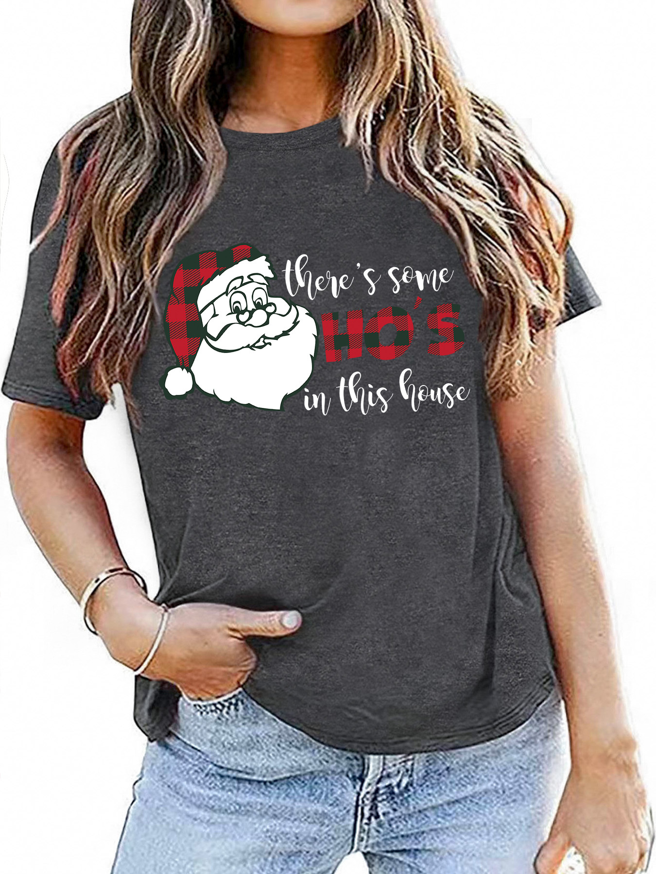 santa claus print tee casual short sleeve crew neck t shirt - Temu Norway
