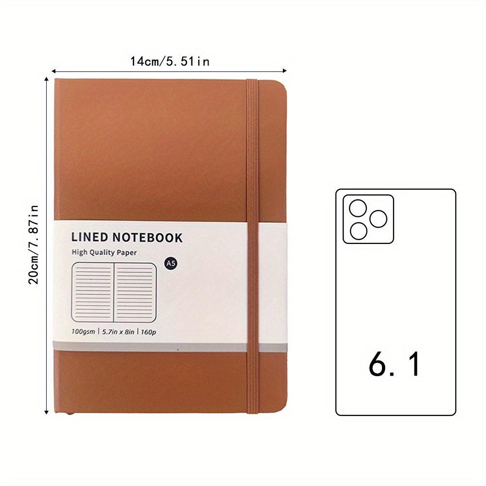 160 Pages A5 Hardcover Notebook With Horizontal Line Inner - Temu Canada