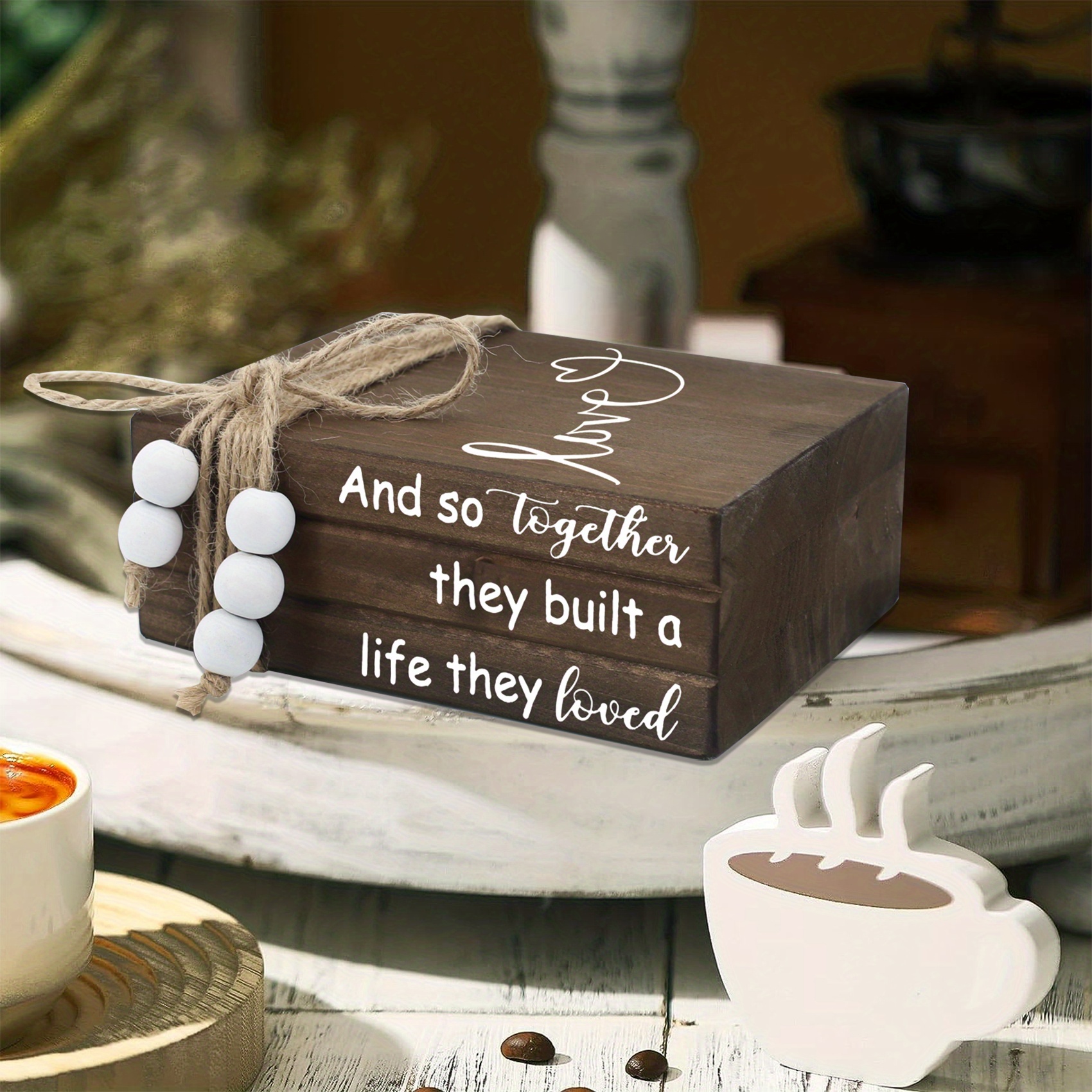 Rustic Solid Wood Bookshelf Decor Brown Farmhouse Stack - Temu