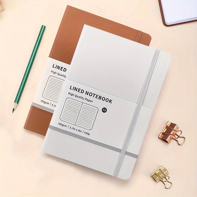 160 Pages A5 Hardcover Notebook With Horizontal Line Inner - Temu Canada