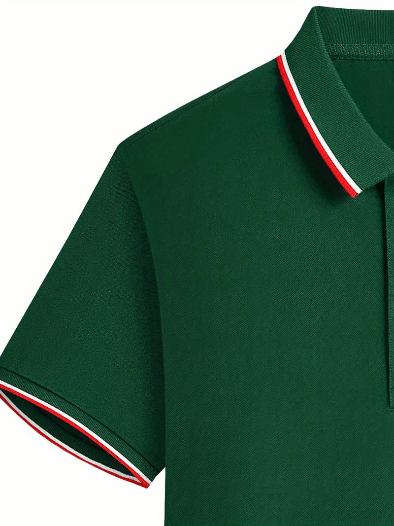 Cool Deer Head Print Men's Contrast Binding Short Sleeve Polo Shirt ...