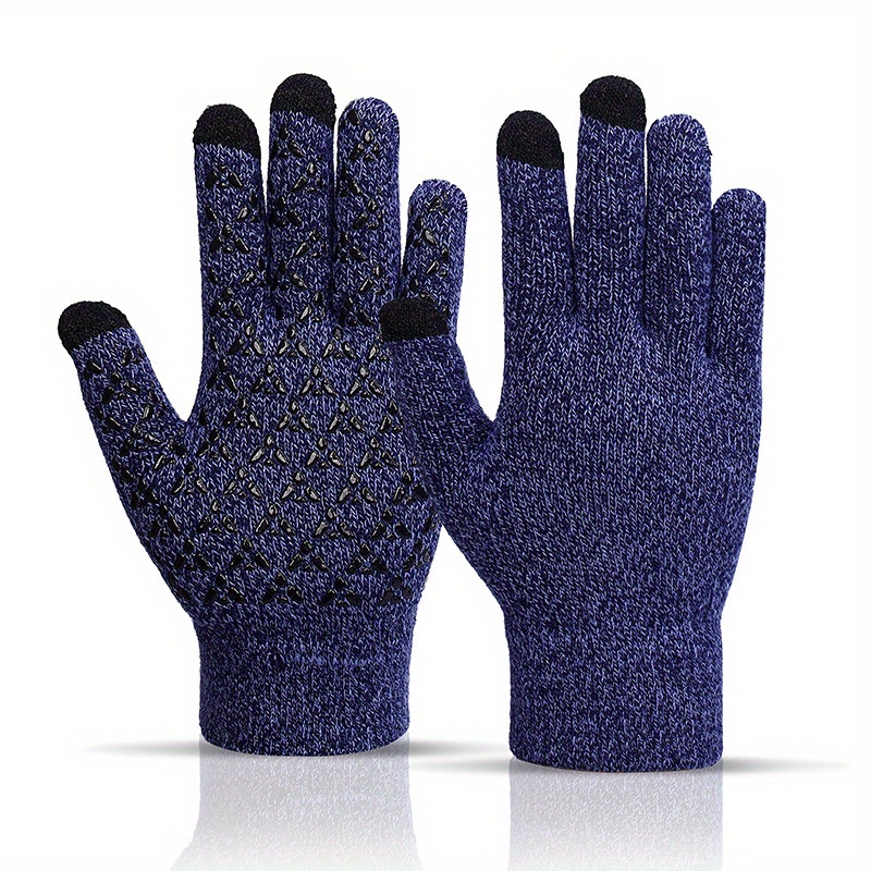 1pair Winter Men And Womens Warm And Plush Gloves Thick Knit Touch ...