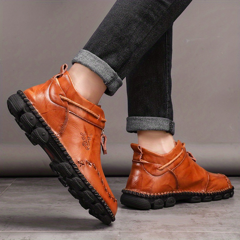 Plus Size Mens Ankle Boots With Zippers Casual Walking Shoes Sneakers