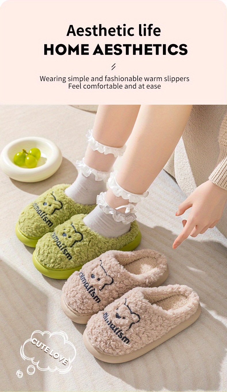 Cute Cartoon Print Fuzzy Slippers Slip Soft Sole Platform - Temu South Africa