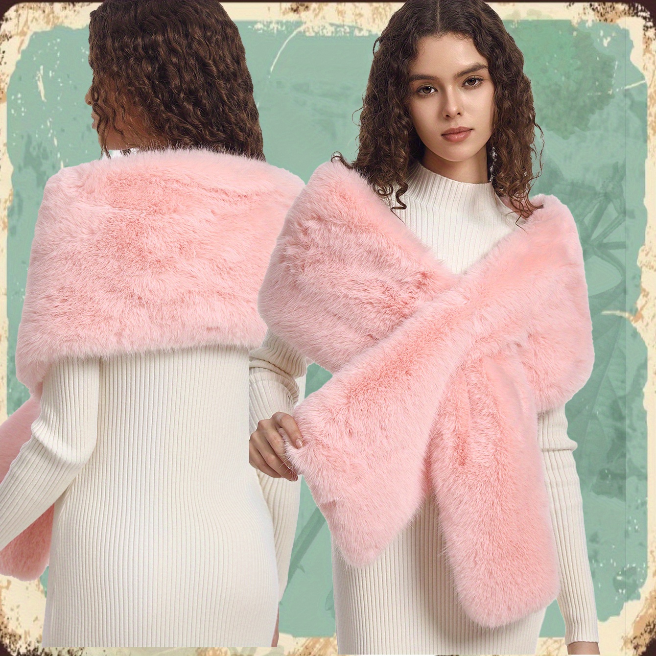 cross fur shawl monochrome long soft comfortable shawl - Temu Canada