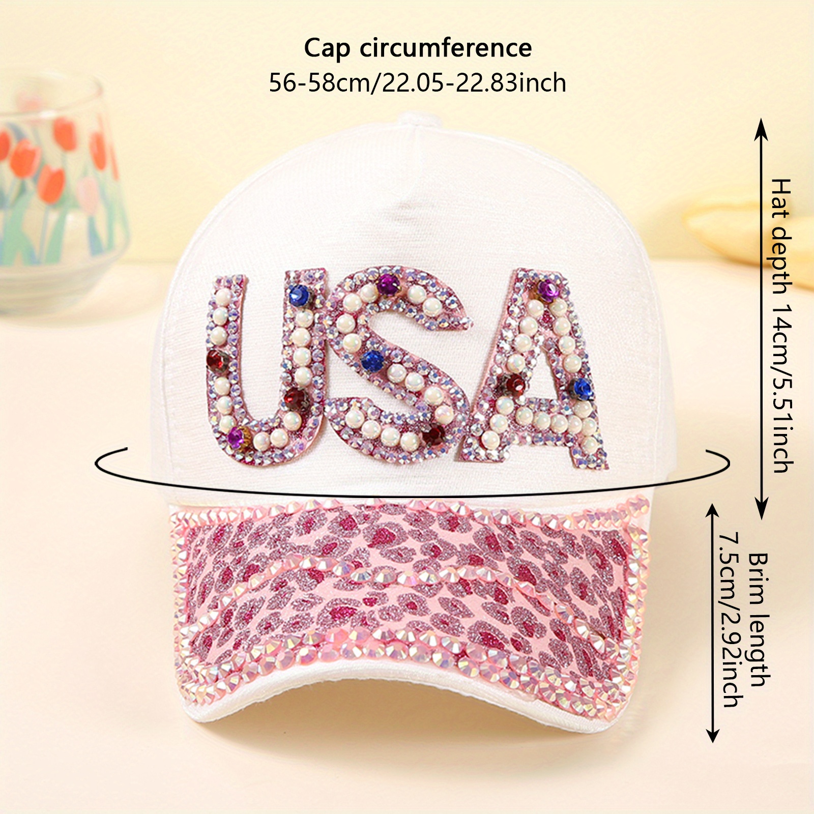 pearl usa patch baseball cap trendy pink - Temu Australia