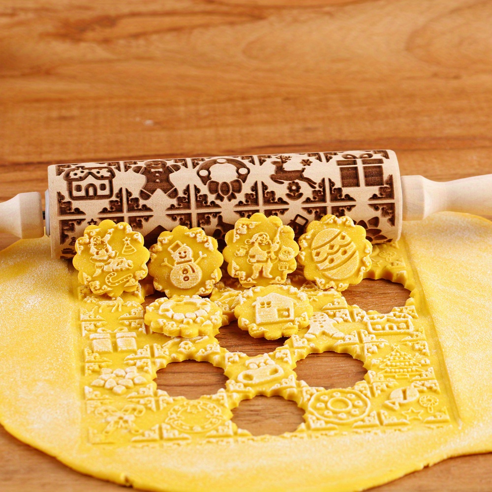 Wooden Embossing Christmas Rolling Pin 20 Square Santa Claus - Temu ...