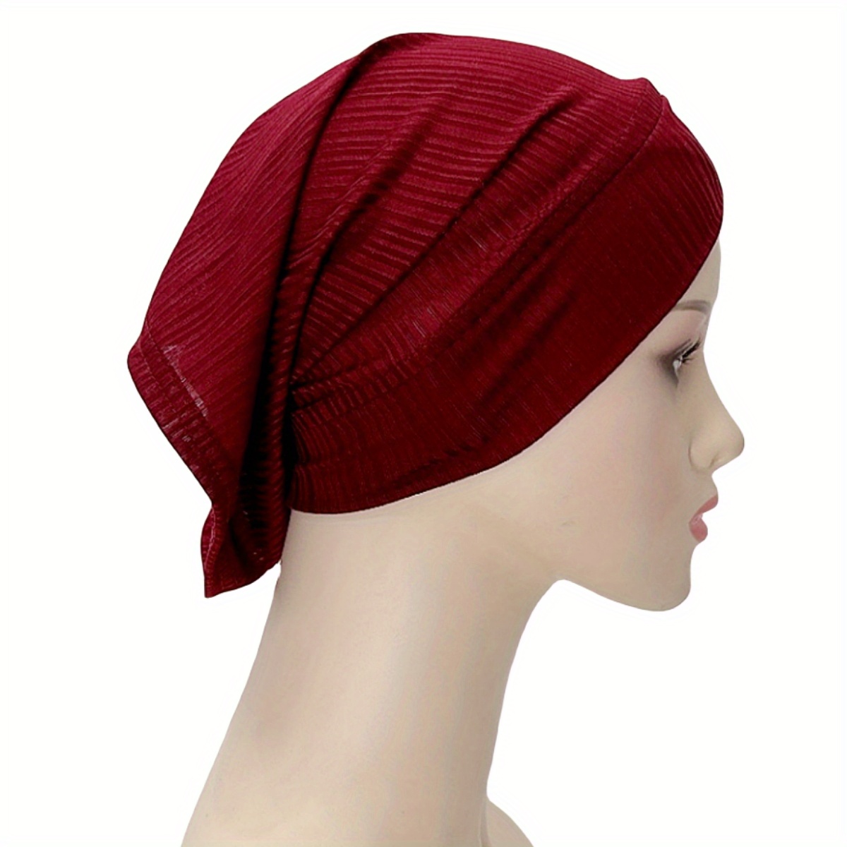 Solid Color Stretch Scarf Hijab Cap Thread Fabric Front - Temu Netherlands