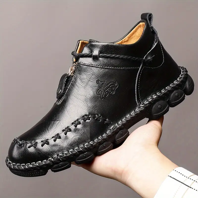 Plus Size Mens Ankle Boots With Zippers Casual Walking Shoes Sneakers