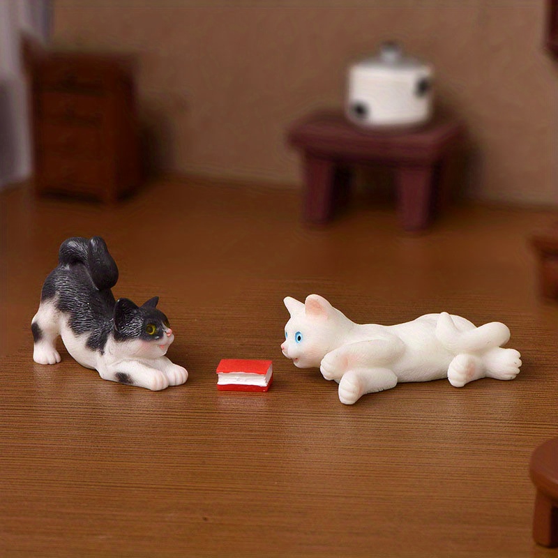Resin Cats Kitten Figurine Miniature Fairy Garden Cats - Temu