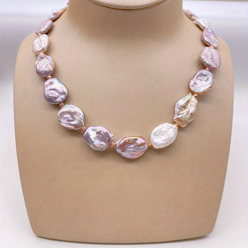 לבן סגול צבע מעורב צורת הבארוק שרשרת פניני מים מתוקים טבעיים אבזם ...