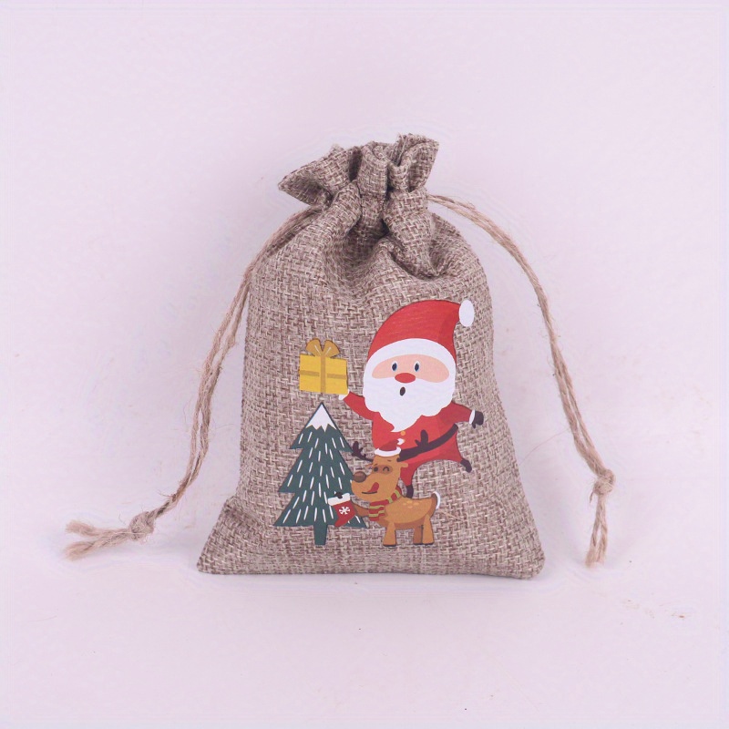 5pcs 크리스마스 부대 끈으로 묶은 작은 천 가방 캔디 선물 가방 Navidad 크리스마스 장식 크리스마스 Temu