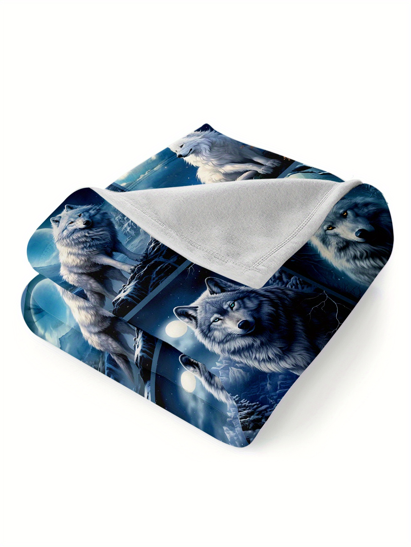 Digital Printing Flannel Blanket Wolf Soft Comfortable - Temu Australia
