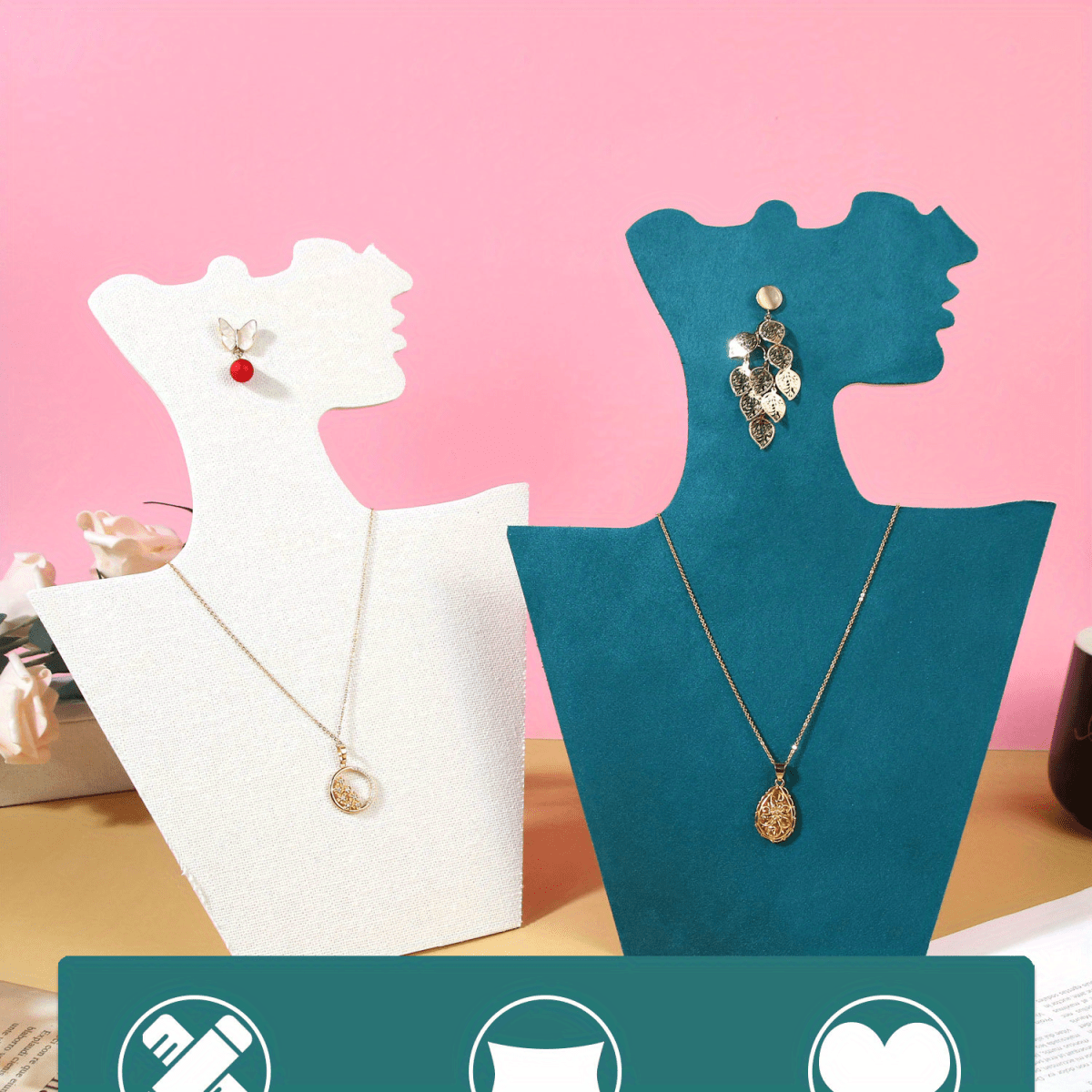 Flannelette Folding Portrait Jewelry Stand Necklace Stud - Temu Australia