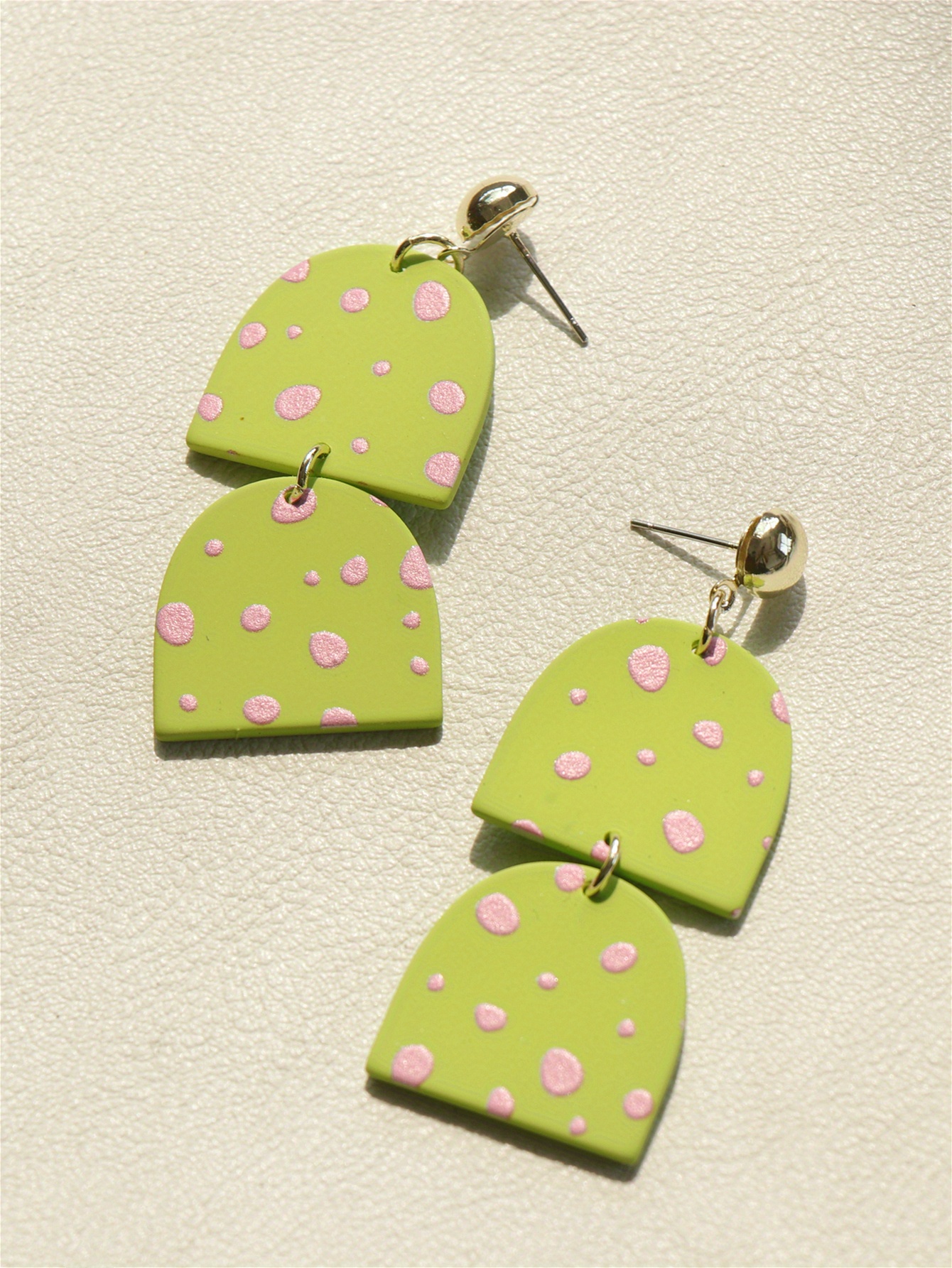 Green Geometric Shape Pattern Dangle Earrings - Temu New Zealand
