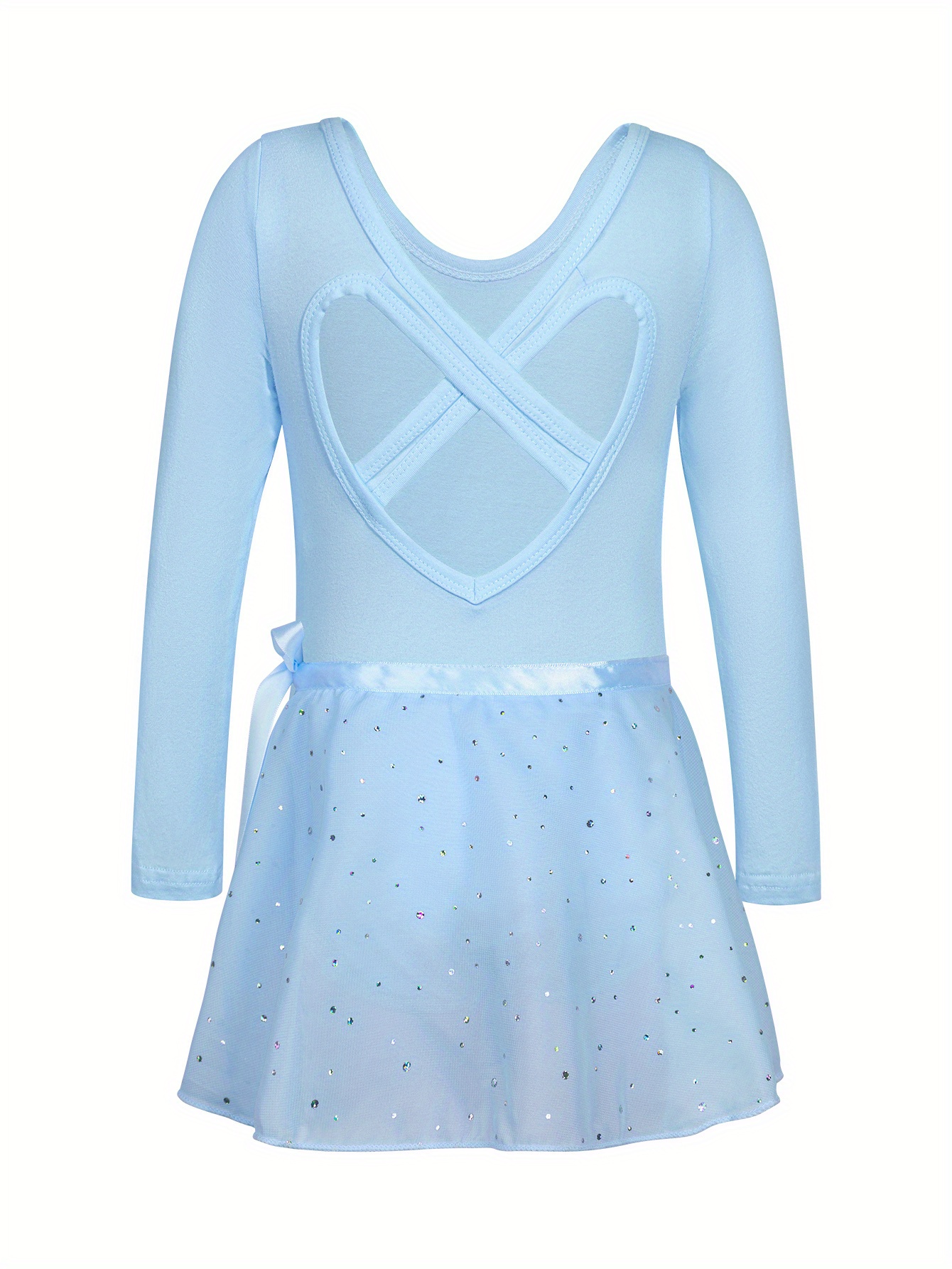 Girls Sequin Dancing Dress Long Sleeve Exercise Skirt Comfy - Temu ...