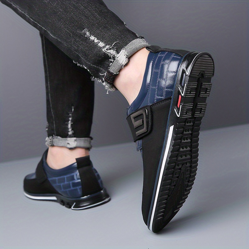 Mens Loafer Shoes With Hook And Loop Fastener Comfy Non Slip Slip On