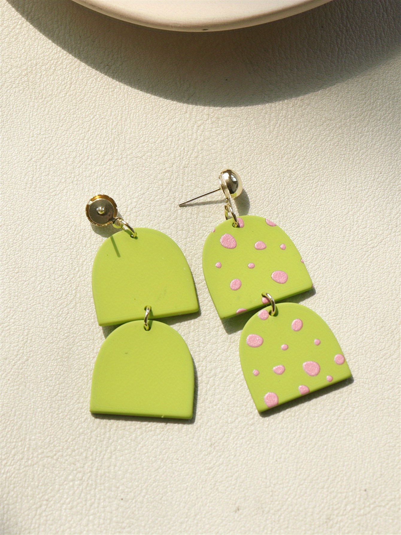 Green Geometric Shape Pattern Dangle Earrings - Temu New Zealand