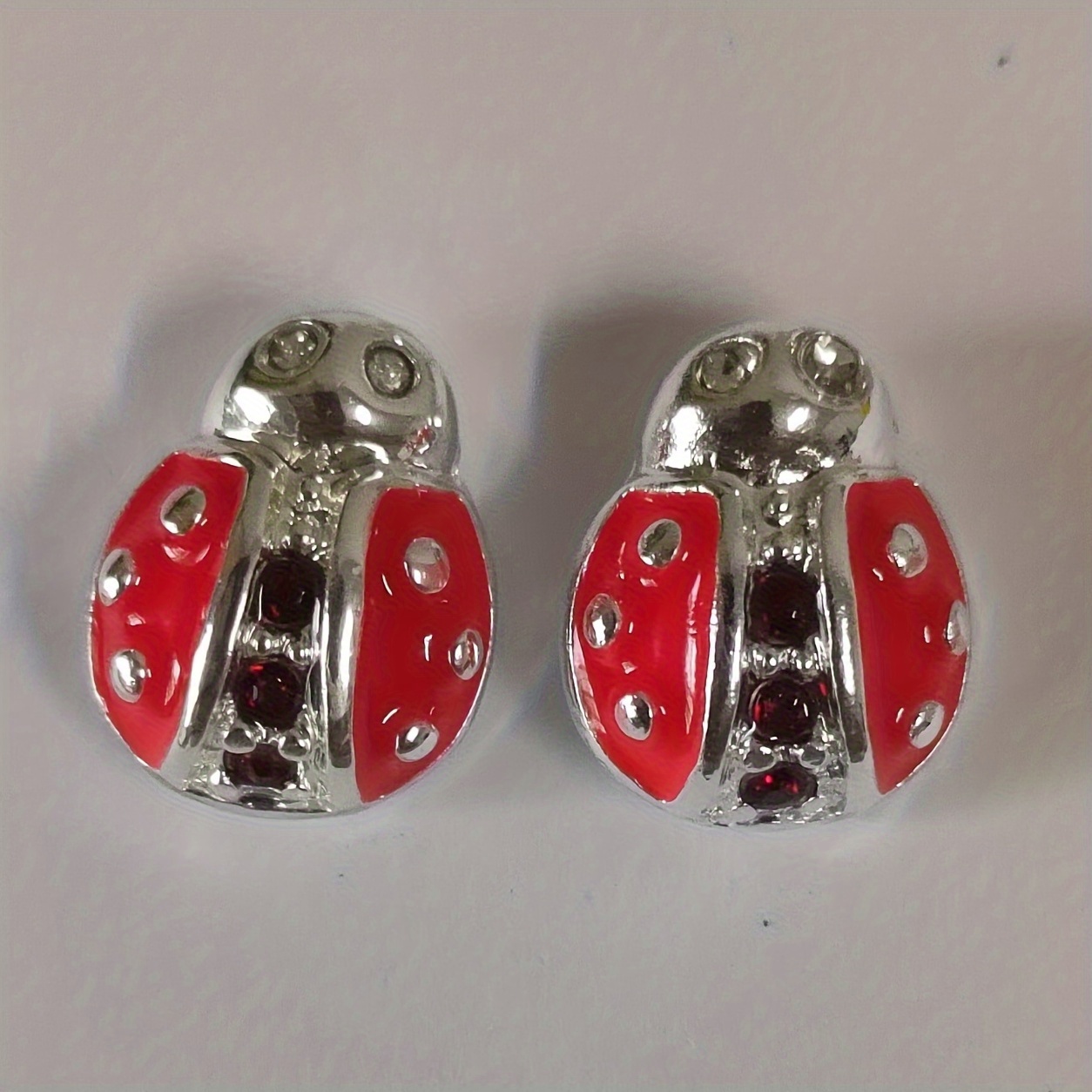 Retro Men's Cute Trendy Rhinestone Red Ladybug Stud Earrings - Temu