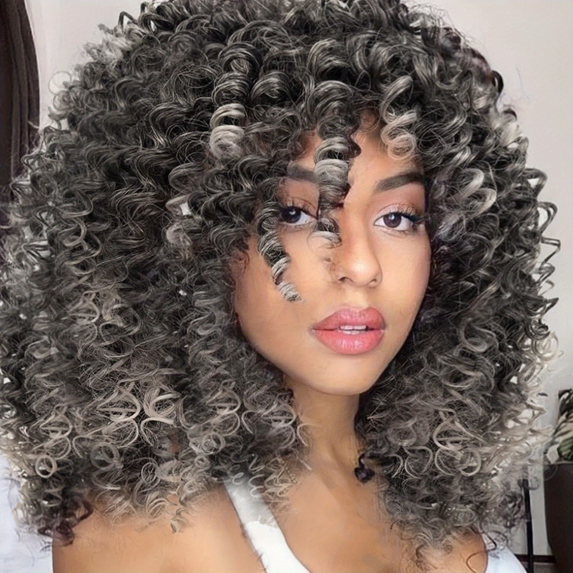 Black Curly Wig Afro Wigs Bangs Short - Temu Australia