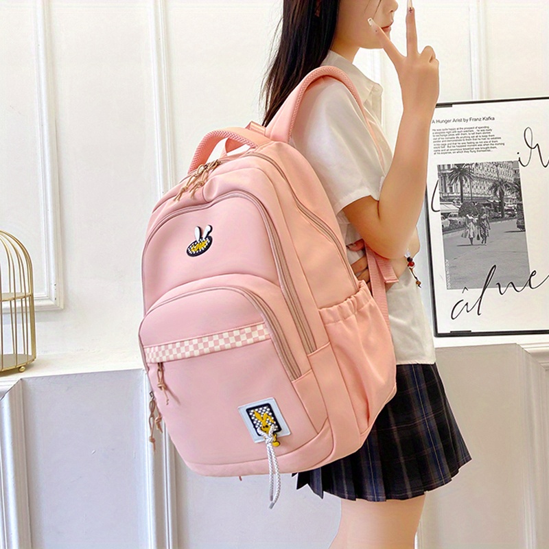 Simple Solid Color Schoolbag, Women's Large Capacity Simple Versatile ...