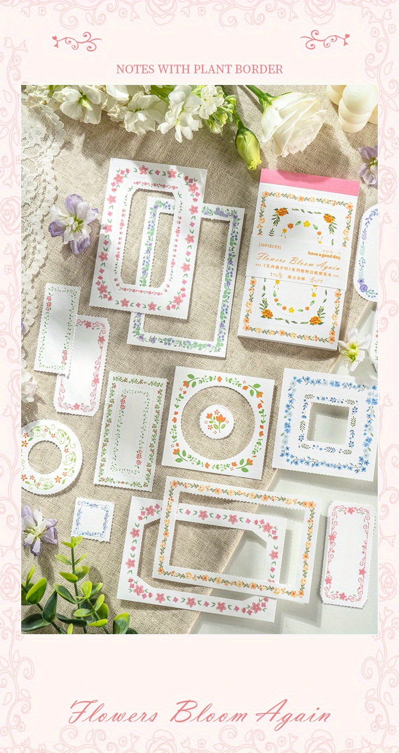 Bag Memo Pad Flower Blooming Series Plant Border Journal - Temu Ireland