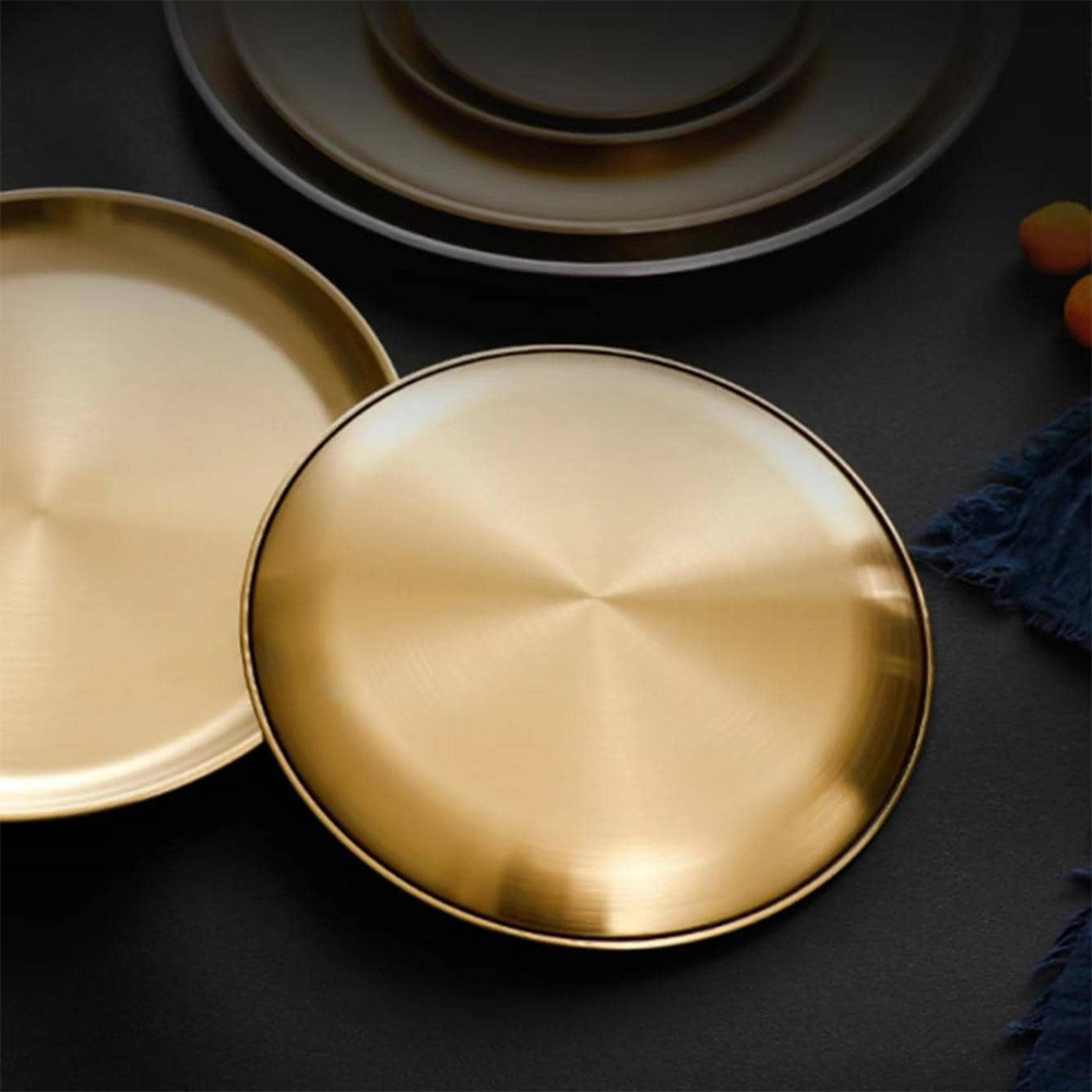 Dinner Plate Stainless Steel Food Serving Tray Large Round - Temu Ireland
