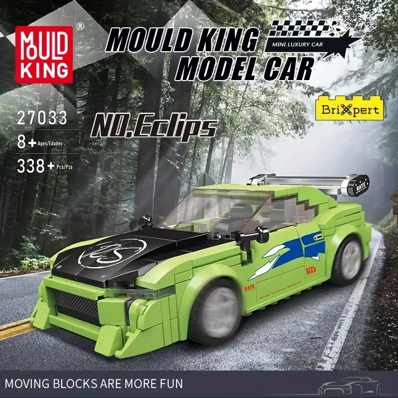 338pcs 기술 스포츠카 빌딩 블록 디스플레이 상자가있는 초고속 자동차 모델 어린이를위한 건설 교육 장난감 Temu