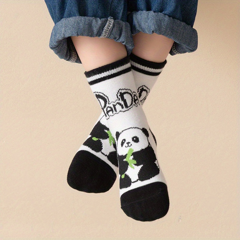 Boy's Trendy Cartoon Panda Pattern Crew Socks Breathable - Temu