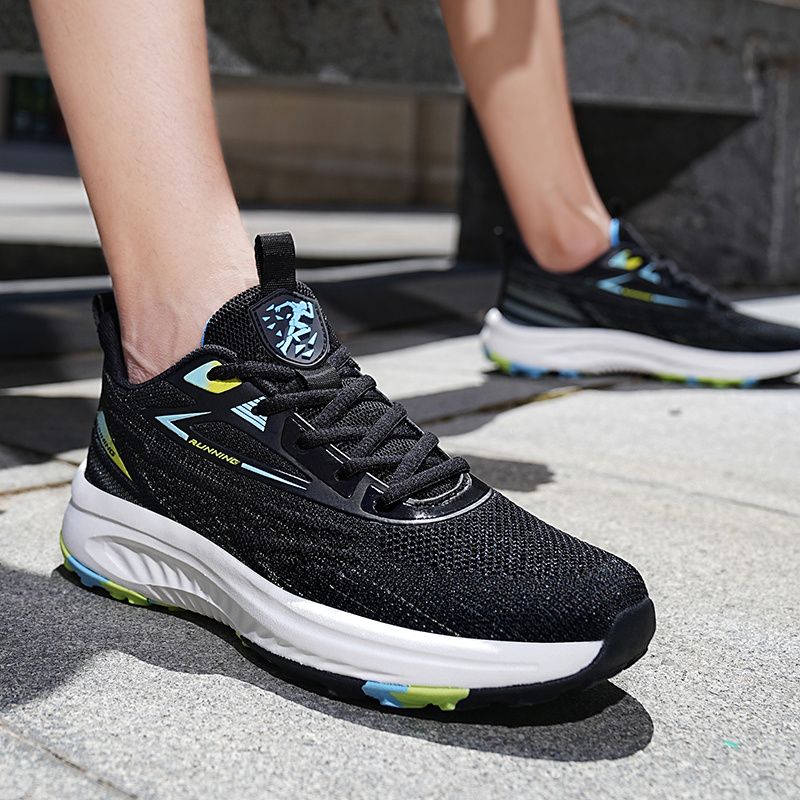 Mens Knit Breathable Running Shoes Lace Up Comfy Soft Sole Non Slip ...