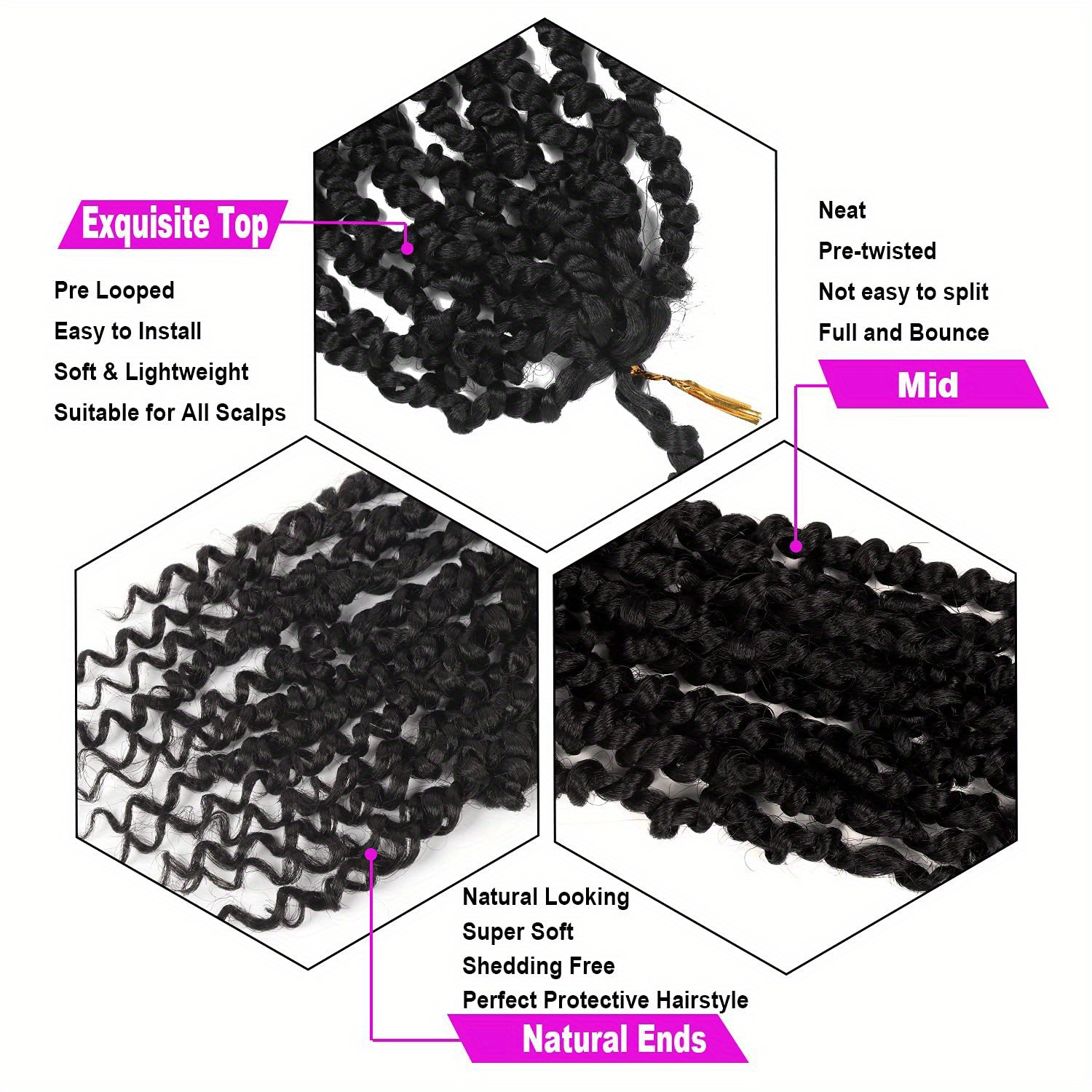 Passion Twist Crochet Braiding Hair Extensions 12 Strands - Temu United ...