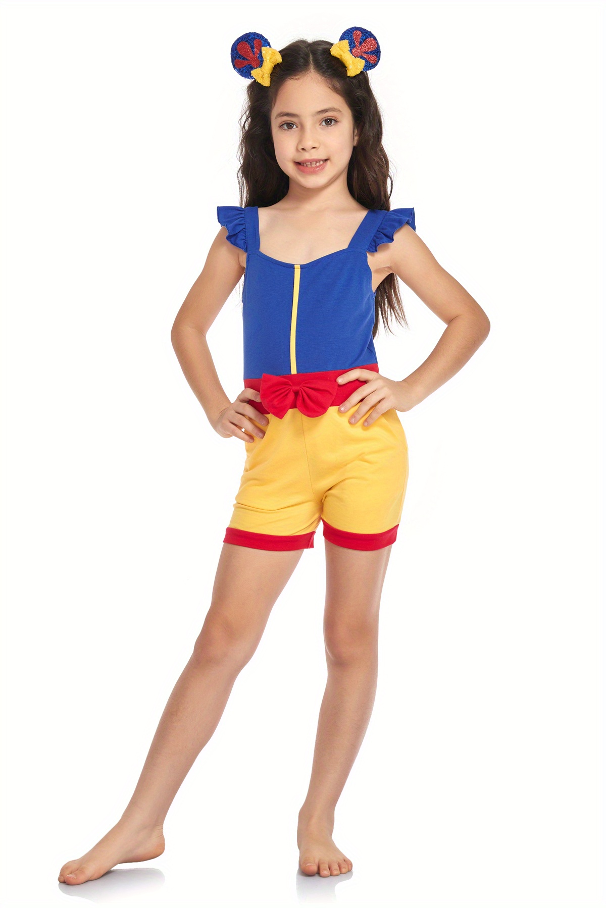 Kid Girls' Princess Romper Jumpsuit Cold Shoulder Pockets - Temu