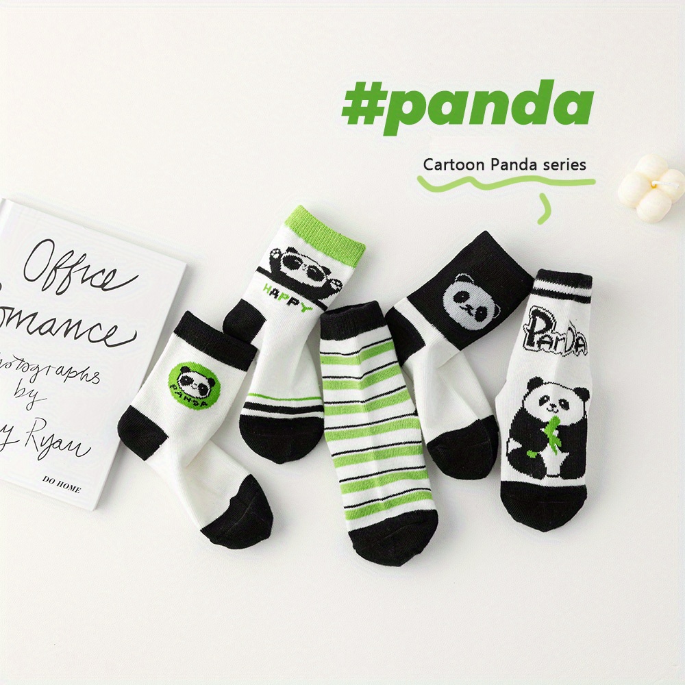 Boy's Trendy Cartoon Panda Pattern Crew Socks Breathable - Temu