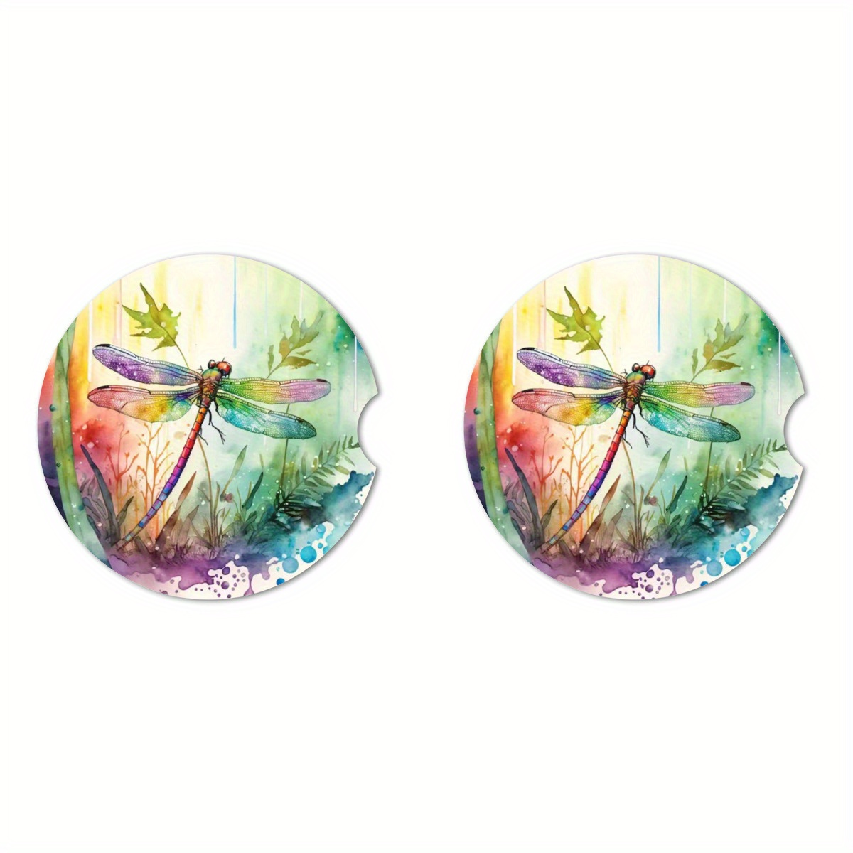Dragonflies Ceramic Car Coasters Cork Back Finger Slot - Temu Norway