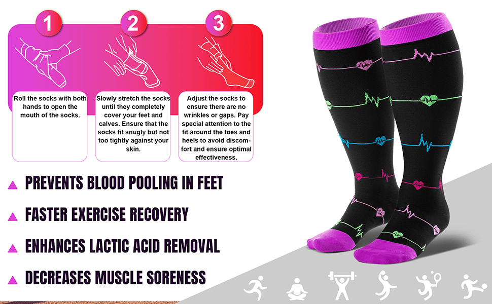 Plus Size Compression Running Cycling Socks Wide Calf Women - Temu ...