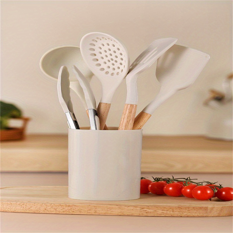 Silicone Kitchen Utensils Set Wooden Handle Heat Resistant - Temu United
