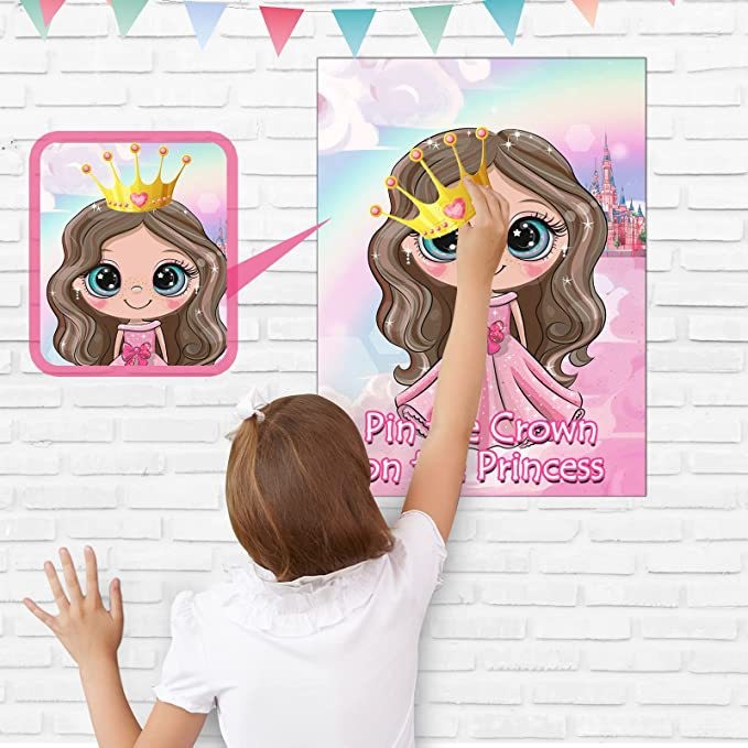 princess themed birthday party game set girls blindfolded - Temu New ...