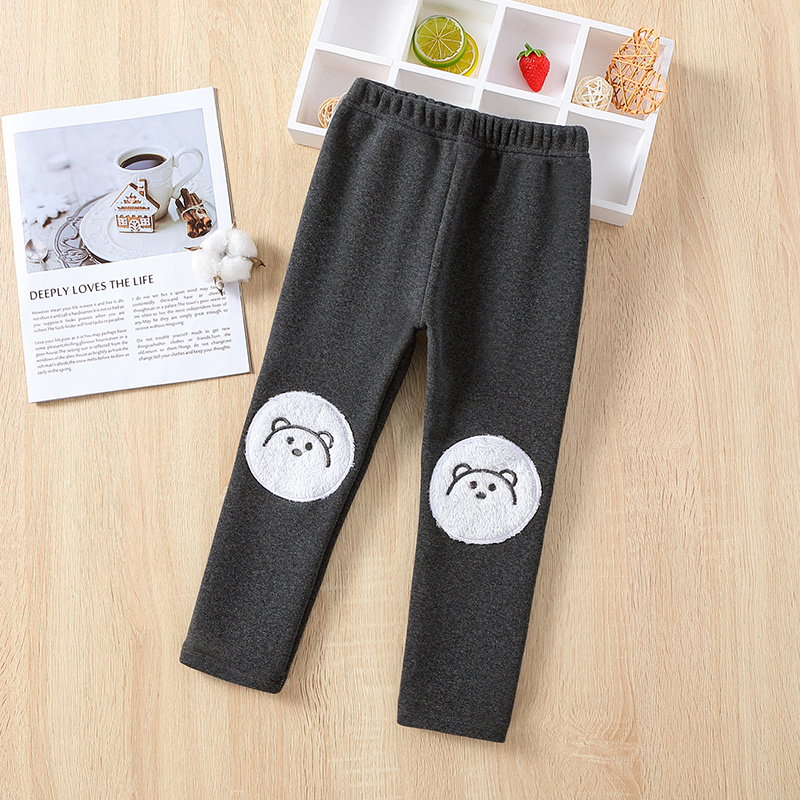 Comfy Cotton Fleece Leggings Thick Bear Embroidery Pants - Temu United ...