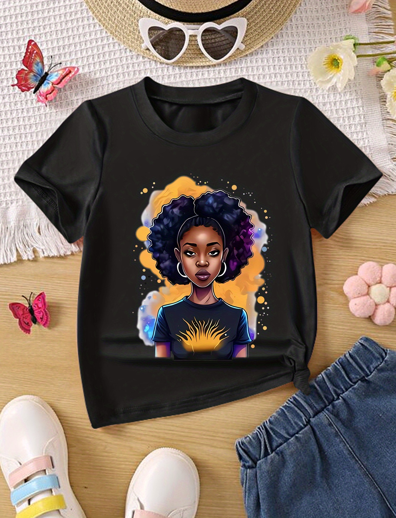 Cartoon Girls Graphic T Shirt Girls Lightweight Comfy Short - Temu