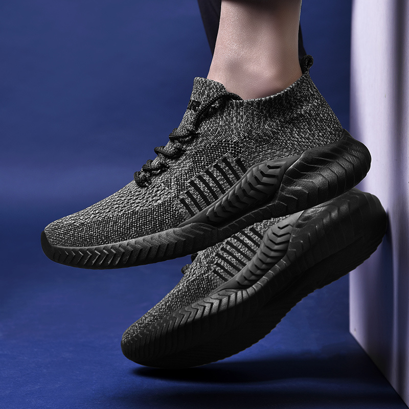 Mens Running Shoes Sock Shoes Slip On Sneakers With Shoelaces Odor ...