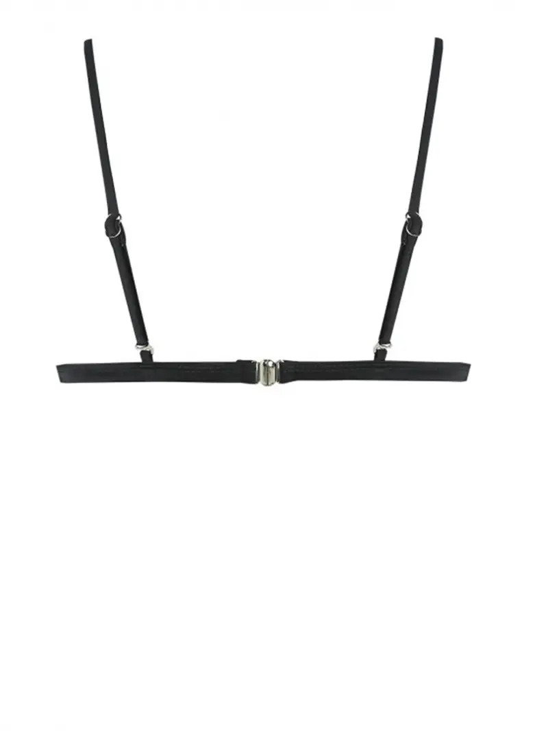 Triangle Plain Black Bikini Top Spaghetti Strap V Neck Temu Australia